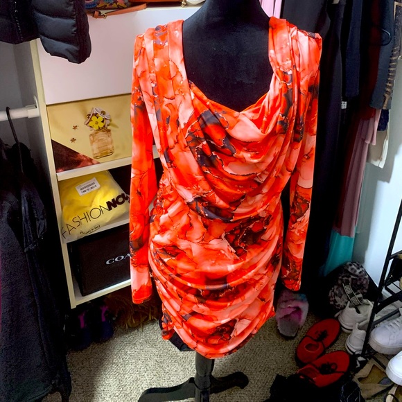 Fashion Nova | Dresses | Sexy Fn Womens Dress Red And Orange Combo ...